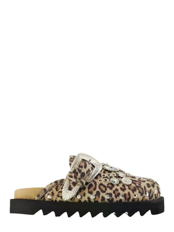 Toga Buckle-embellished Leopard-print Flat Mules - Brown