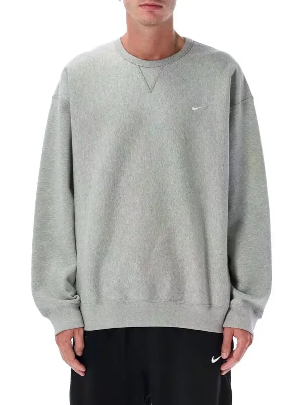 Nike Swoosh Embroidery Crew-neck Sweatshirt - Grey