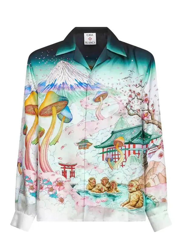 Casablanca Flowers Silk Shirt - White