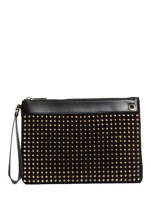 CHRISTIAN LOUBOUTIN Funky Crosta Spikes Wristlet - Black