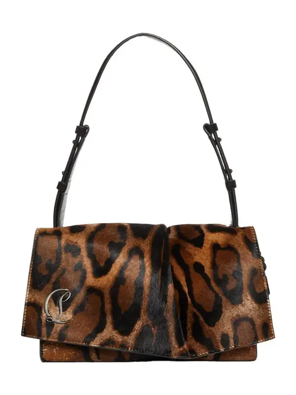 CHRISTIAN LOUBOUTIN Small Baggy Bengali Print Calf Hair Shoulder Bag - Brown