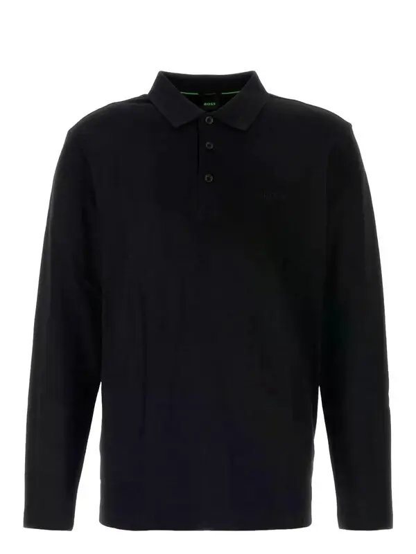 BOSS Long-sleeve Piquet Polo Shirt - Black