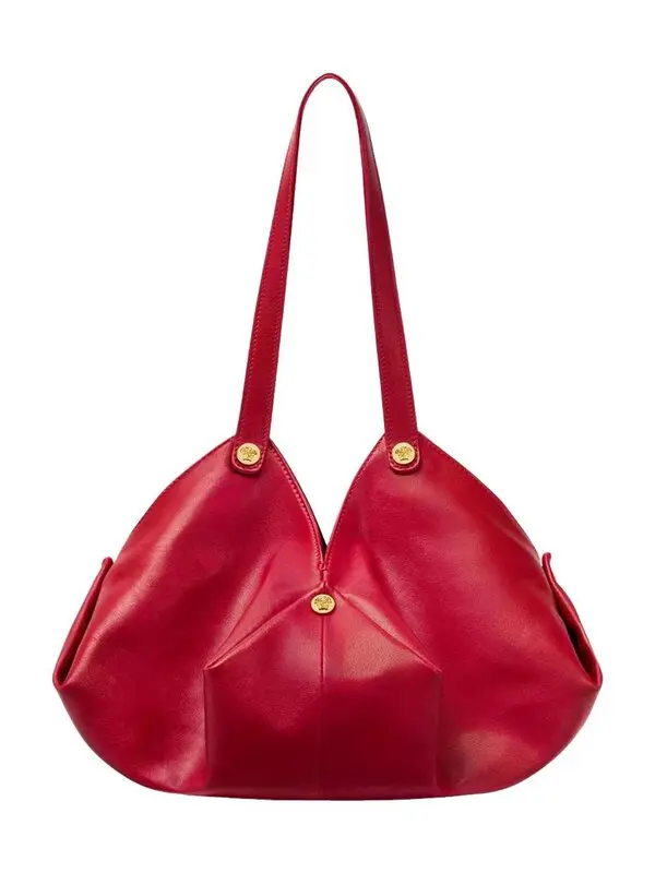 Versace Protea Leather Shoulder Bag - Red