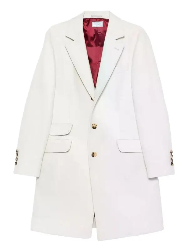 Brunello Cucinelli Gold-button Patch-pocket Coat - White