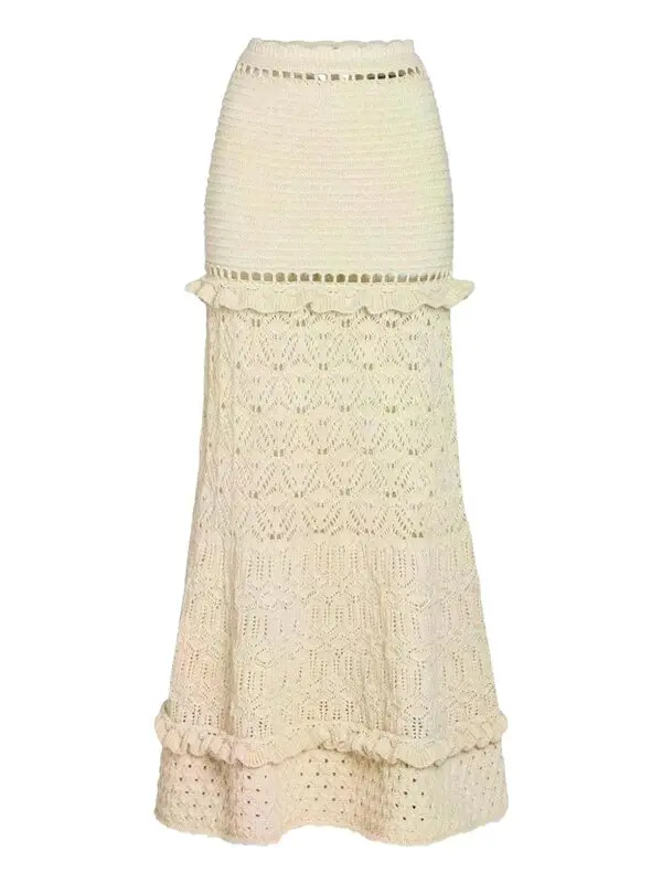 Retrofete Magdalena Crochet Maxi Skirt - Neutrals