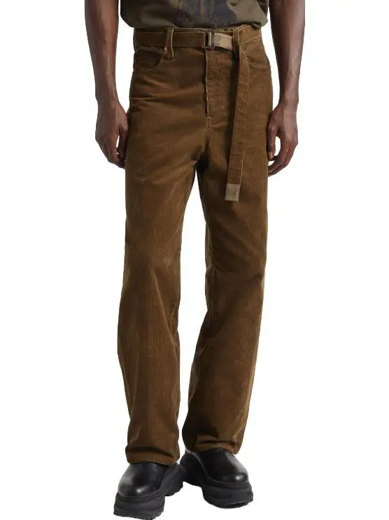 Sacai Belted Corduroy Five-pocket Pants - Khaki