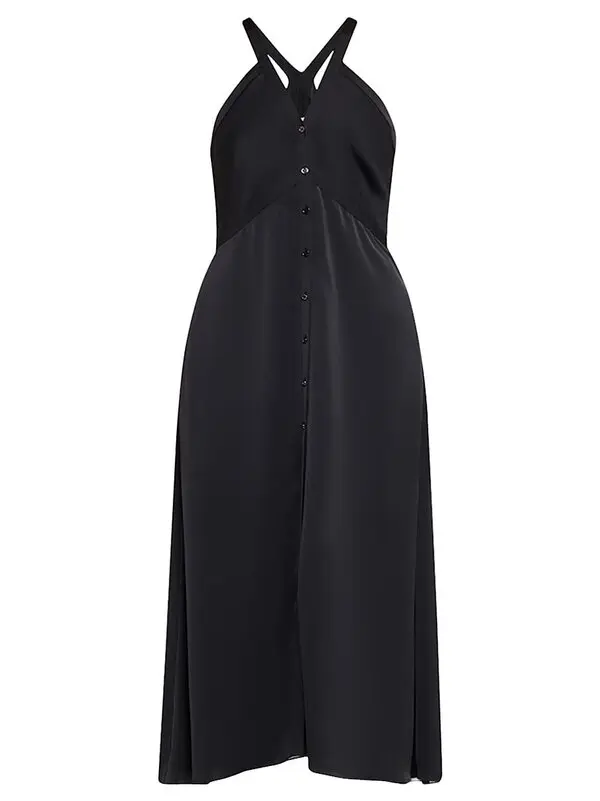 Ramy Brook Satin Button-front A-line Dress - Black