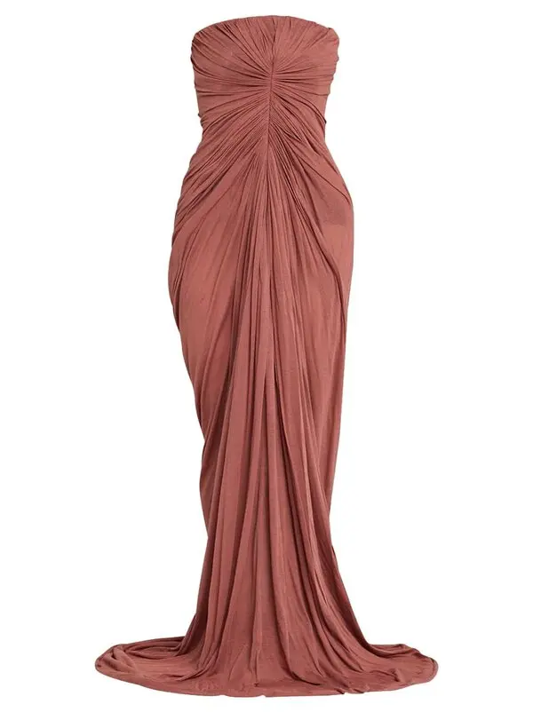 Rick Owens Strapless Draped Gown - Rosewood