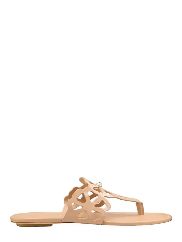 STUART WEITZMAN Jasmine Patent Cutout Thong Sandals - Adobe