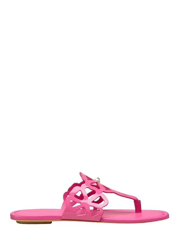 STUART WEITZMAN Jasmine Patent Cutout Thong Sandals - Berry Punch