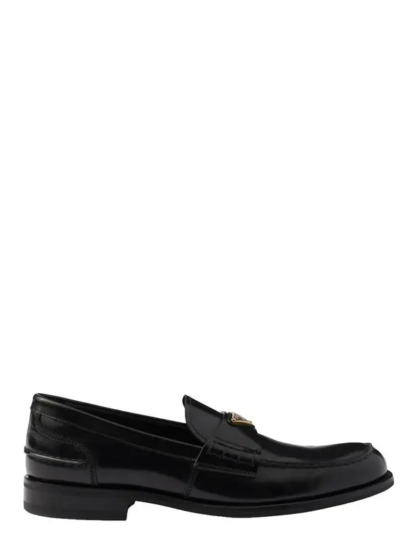 Prada Brushed Leather Loafer - Black