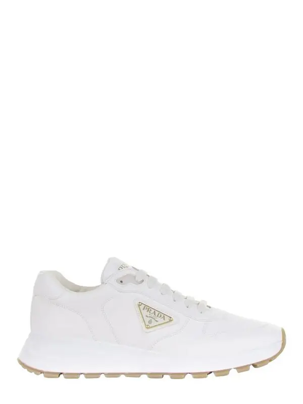 Prada Prax 01 Re-nylon And Brushed Leather Sneakers - Avorio