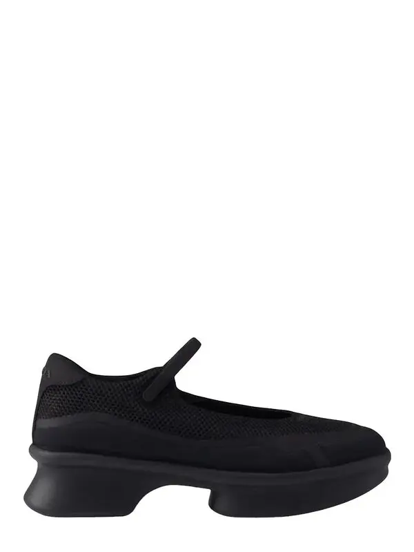 Prada Logo Platform Ballerina Flats - Black