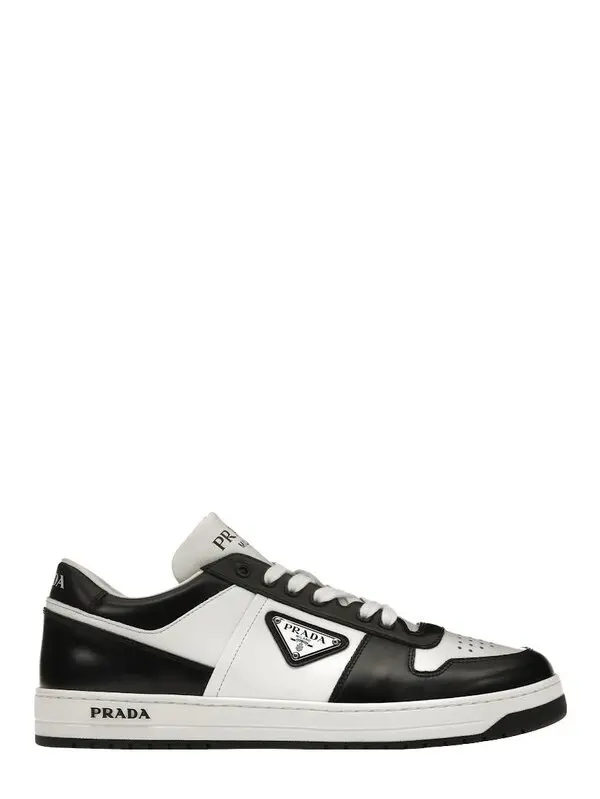Prada Downtown Leather Low Top Sneakers - White/black