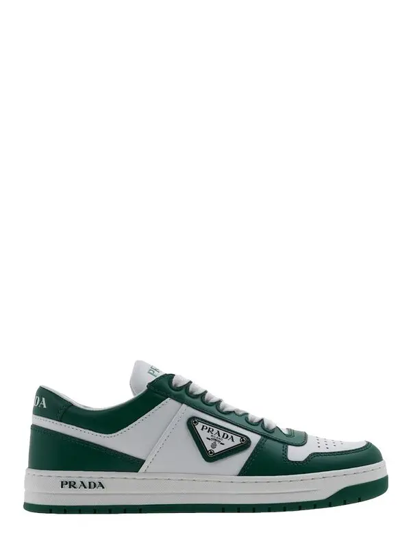 Prada Downtown Leather Low Top Sneakers - White/mango