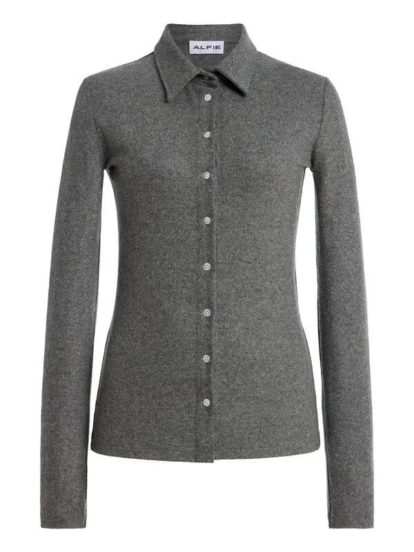 ALFIE Knit Polo Top - Grey