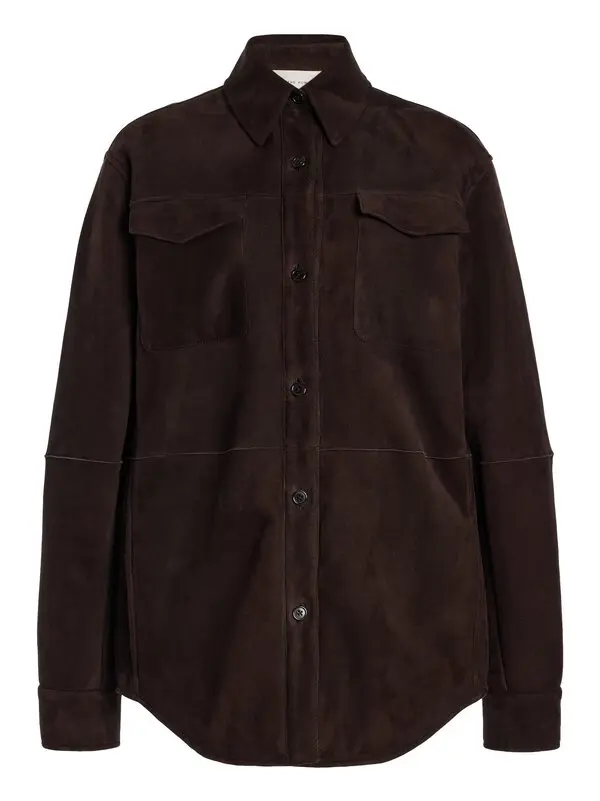 THE ROW Gwena Suede Shirt Jacket - Brown