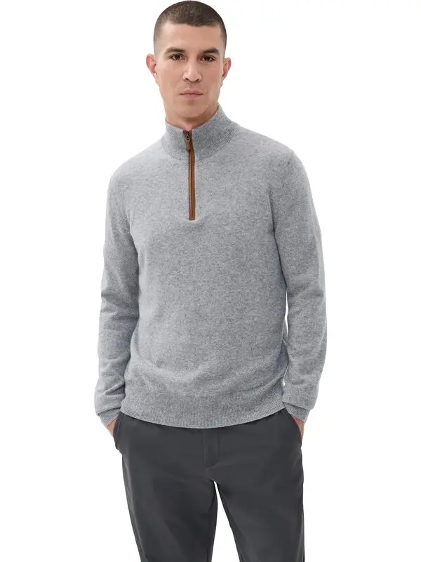 Rlx Ralph Lauren Cashmere Quarter Zip Sweater - Steel Grey Heather