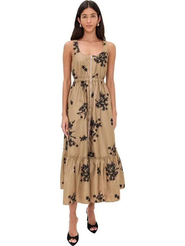 Cinq À Sept Wildflower Vernetta Midi Dress - Brown Sandstone/black