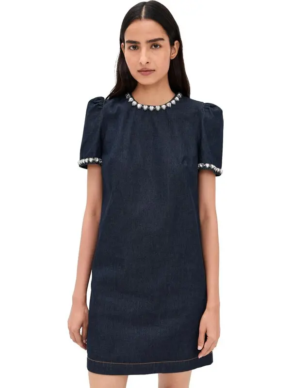 Zimmermann Embellished Denim Mini Dress - Night Sky