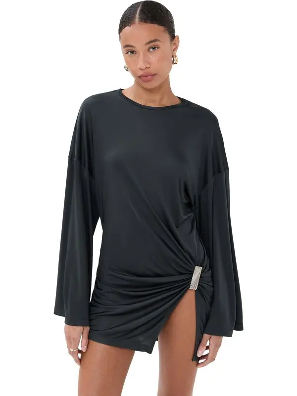 Attico Long Sleeve Mini Dress - Dark Grey