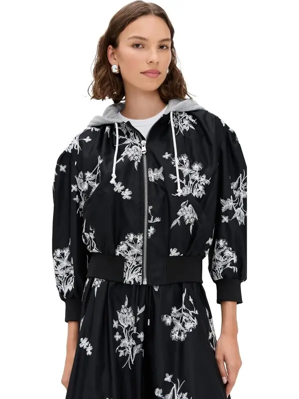 Cinq À Sept Floral Embroidered Ollie Jacket - Black/ivory