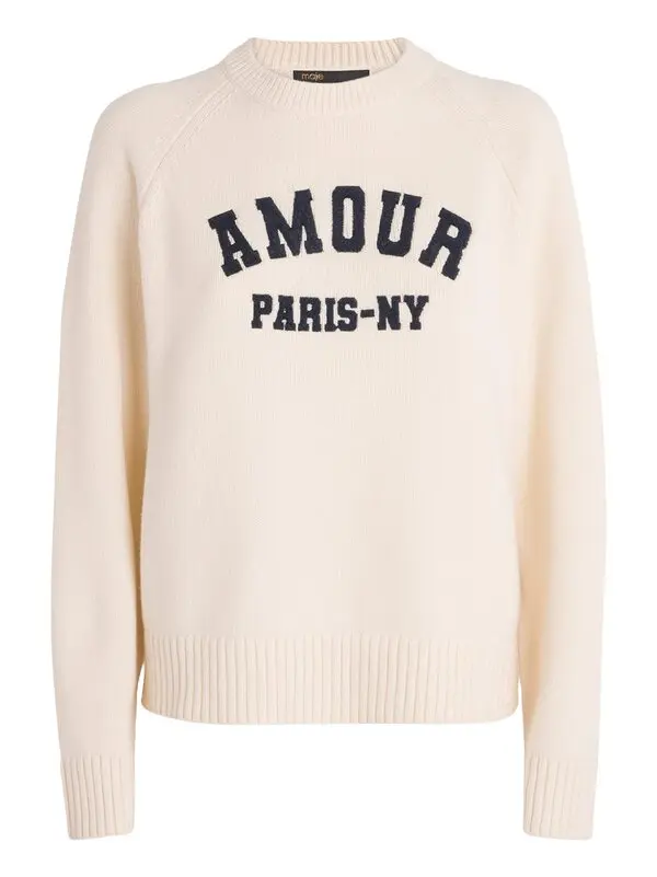 Maje Wool-blend Amour Sweater - White