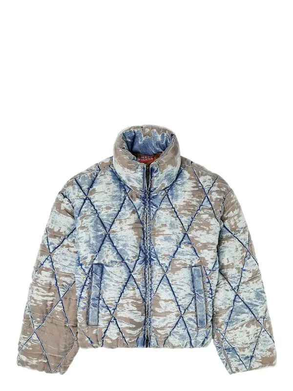 Diesel Down Jacket With Distressed Effect - Blue