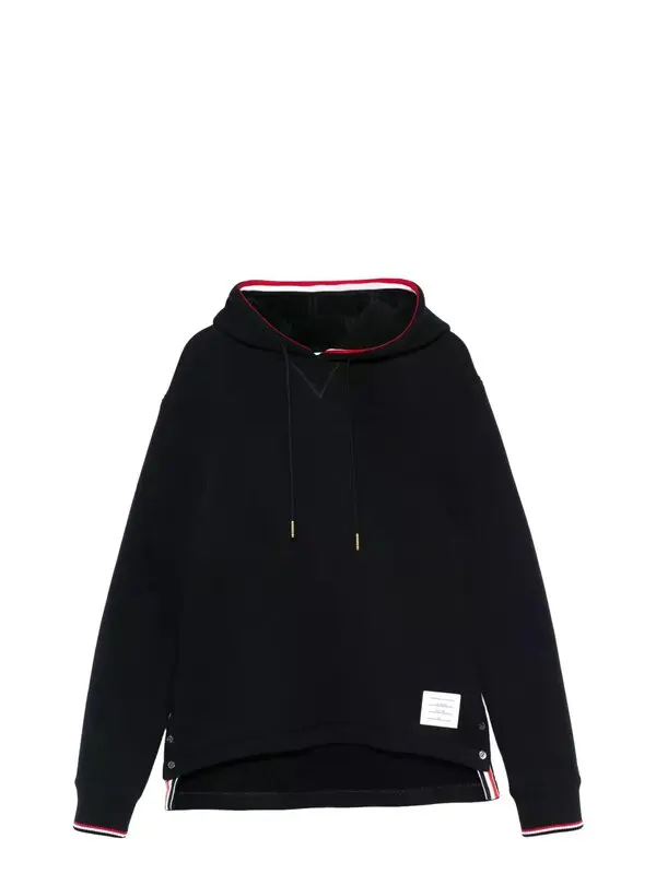 Thom Browne Loopback Oversized Cotton Hoodie With Stripe Detail - Blue