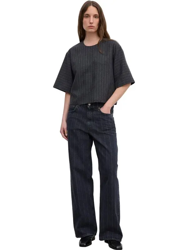 HOUSE OF DAGMAR Pinstripe T-shirt - Grey Pinstripe
