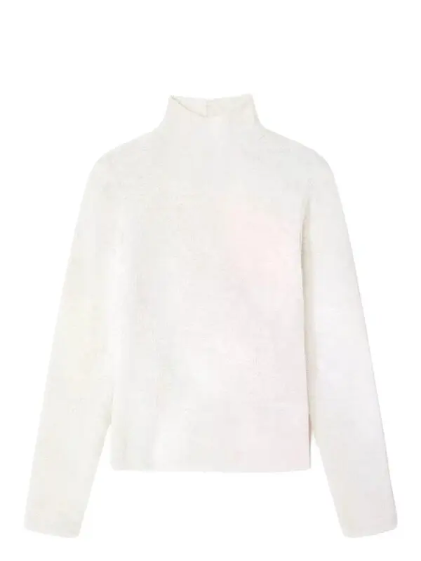 GANNI Flower Jacquard Mockneck Top - White