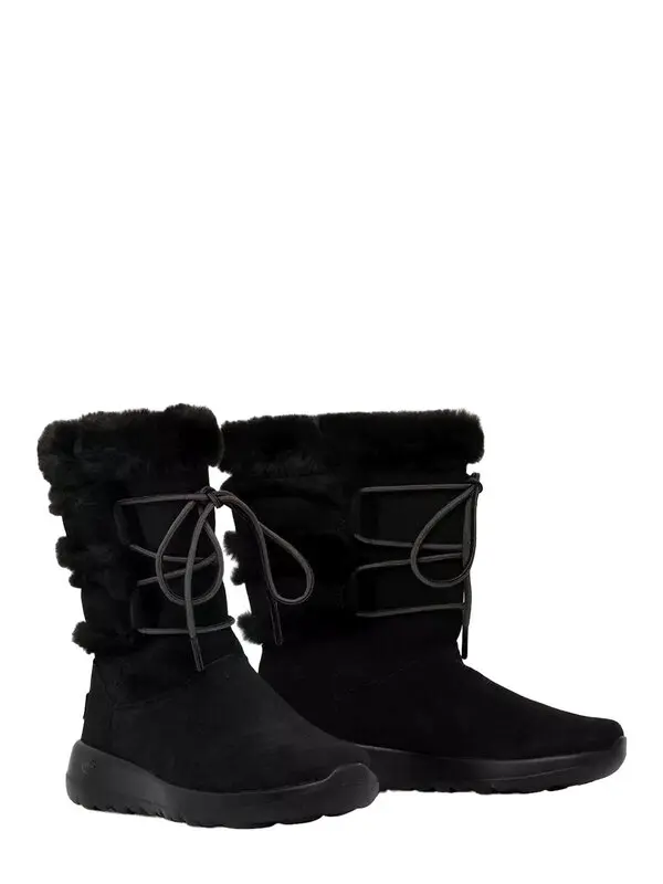 Sketchers Lace-up Faux-fur Trimmed Boots - Black