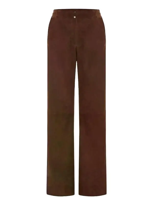 BIGARDINI Suede Straight Leg Trousers - Brown