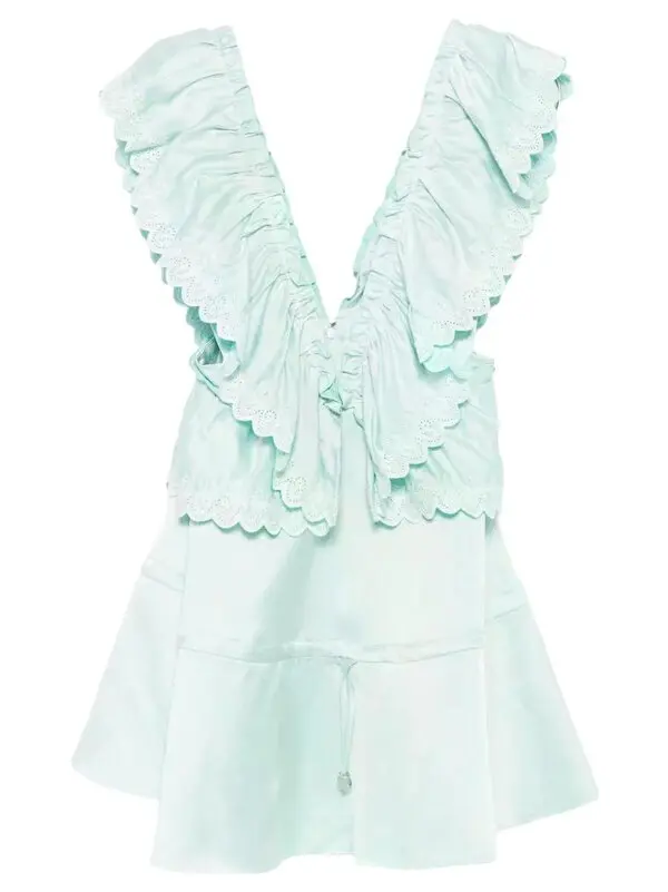 Coperni Broderie-anglaise Ruffled Dress - Green