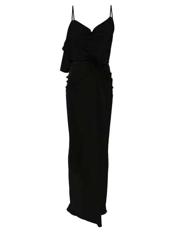Coperni Draped Evening Dress With Washing Clip Embellishments - Black