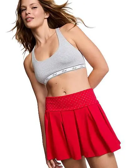 Pink All-day Cotton™ Foldover Pleated Skort - Red