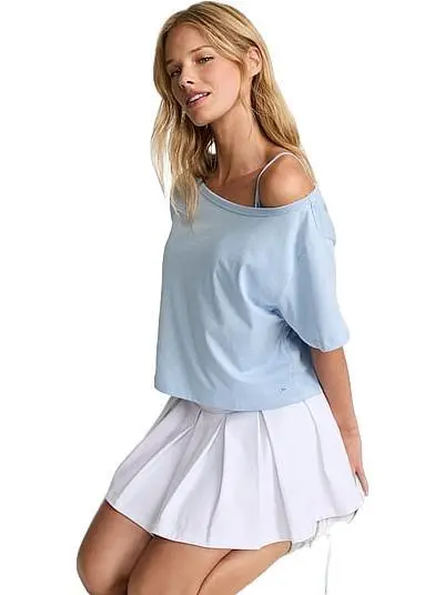 Pink Slouchy Cropped Sleepshirt - Blue