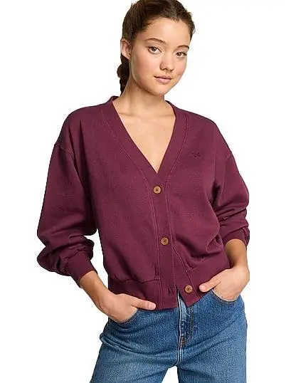 Pink Campus Fleece™ Cropped Cardigan - Purple