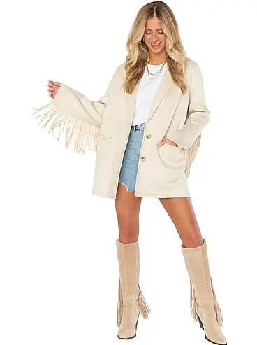 Victoria's Secret Sierra Fringe Jacket - White,ivory