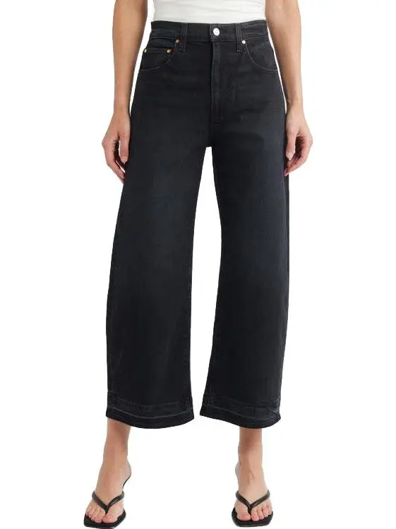 Paige Arellia High-waist Released Hem Barrel Leg Jeans - Black Void