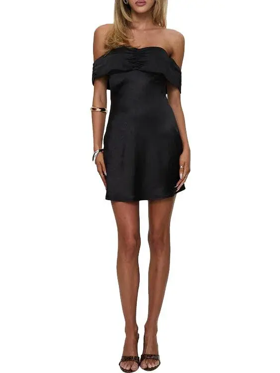 Princess Polly Sadee Off-the-shoulder Satin Mini Dress - Black