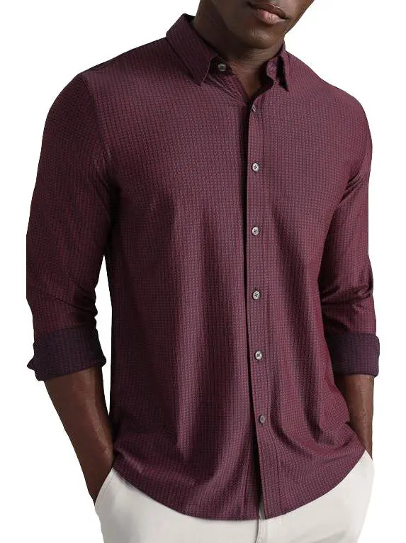 RHONE Commuter Slim Fit Performance Button-up Shirt - Cinnamon Red Gingham