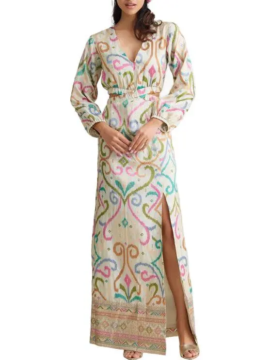 HOLICHIC Embellished Long Sleeve Maxi Dress - White