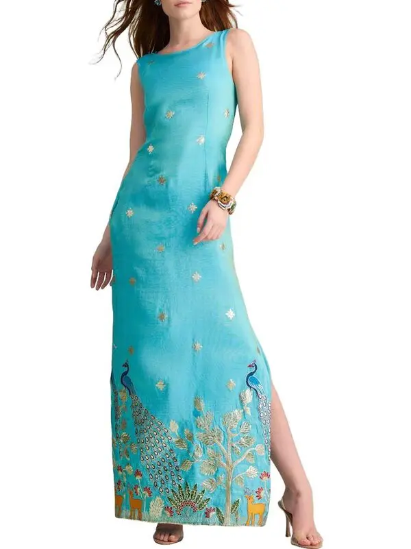 HOLICHIC Luna Embroidered Maxi Dress - Blue