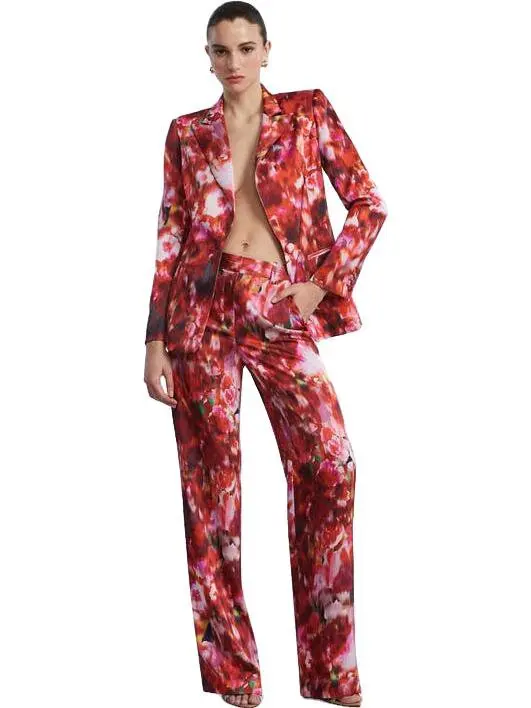 Bcbgmaxazria Washed Floral Twill Pant - Washed Rose Chili Pepper Print