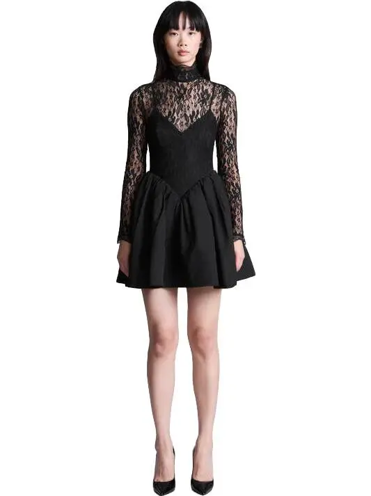Bcbgmaxazria Stretch Lace Bubble Dress - Black