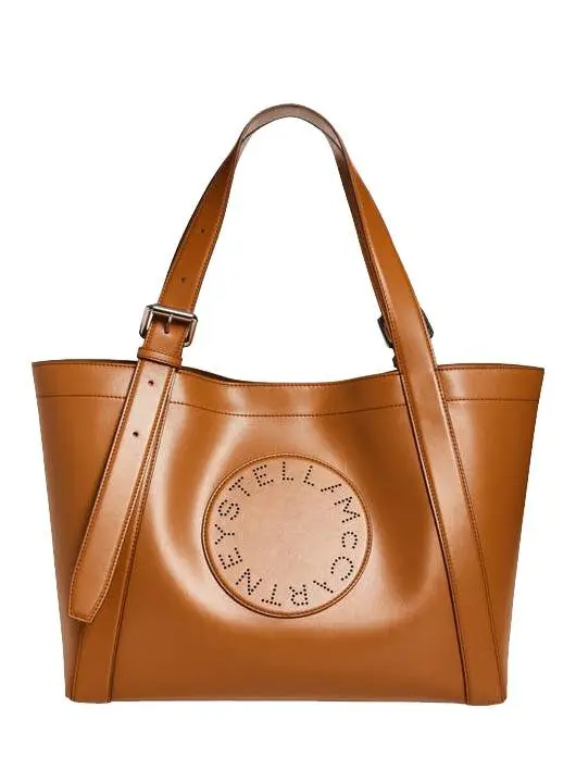 Stella McCartney Biker Perforated Logo Faux Leather Tote - Ginger