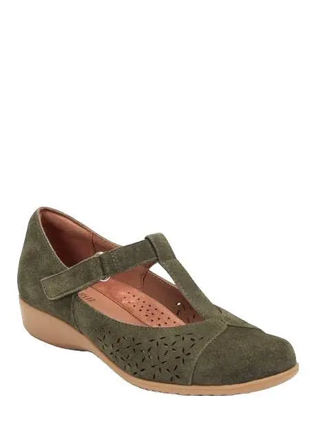 ROCKPORT COBB HILL Chrowen T-strap Wedge Pump - Dark Green