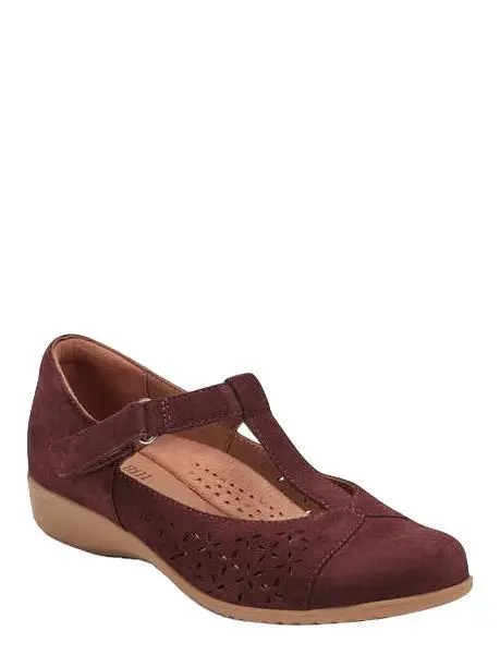 ROCKPORT COBB HILL Chrowen T-strap Wedge Pump - Dark Red