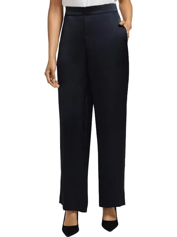 Foxcroft Hostess Satin Pull-on Pants - Black